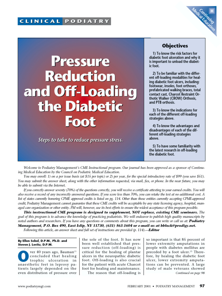 Pressure Reduction and Off Loading The Diabetic Foot | PDF | Foot | Shoe