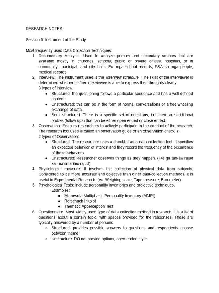 RESEARCH :data Collection | PDF