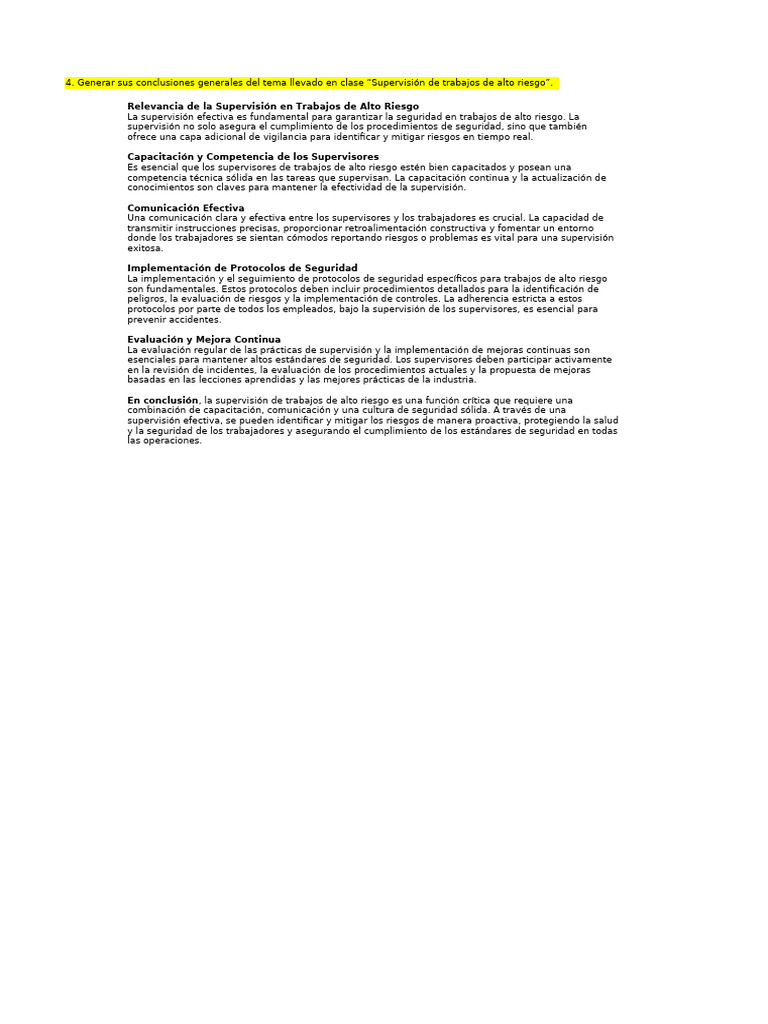 Conclusiones Trabajo Seguro | PDF