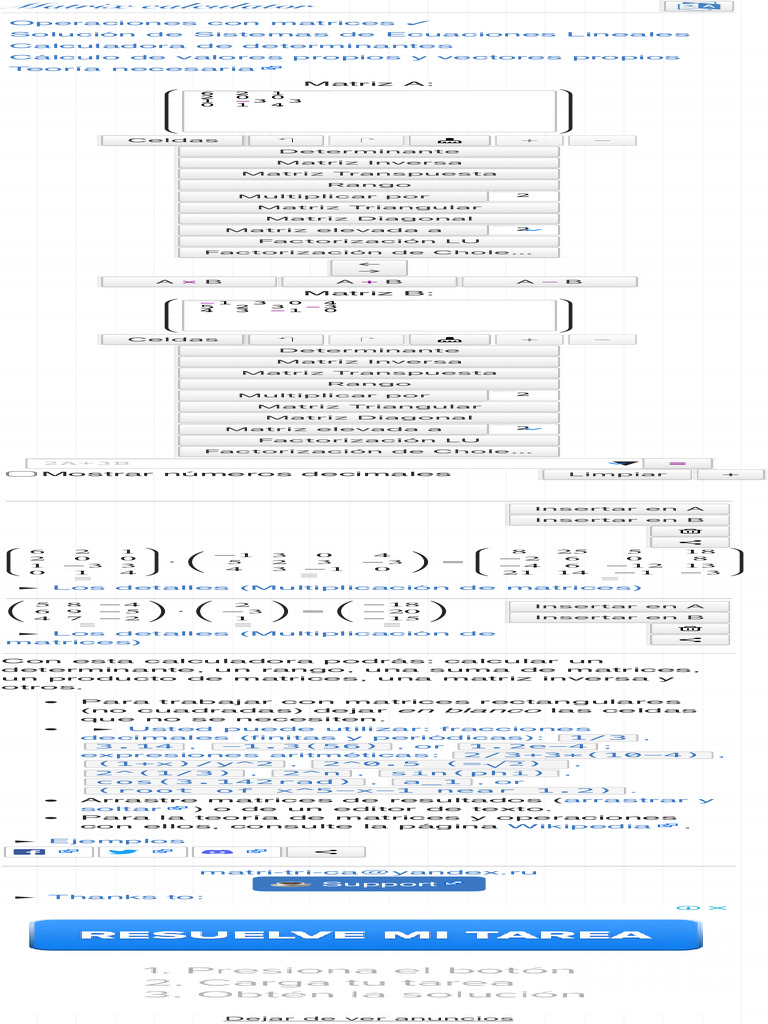 Calculadora de Matrices | PDF