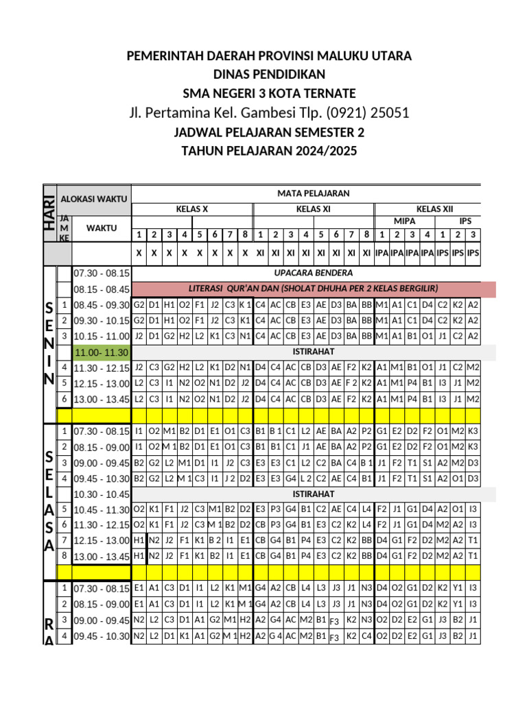 Jadwal Baru Dan Guru Piket Kirim 2024-2025 | PDF