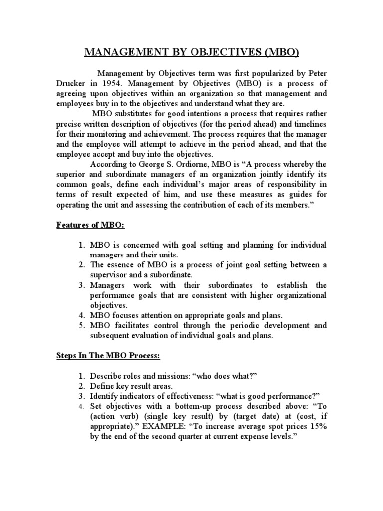 Management by Objectives | PDF | Goal | Applied Psychology
