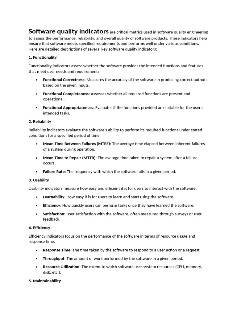 Software Quality Indicators | PDF