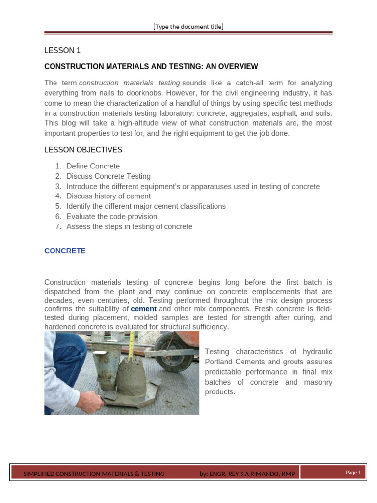 LESSON 1 Construction Materials - An Overview | PDF