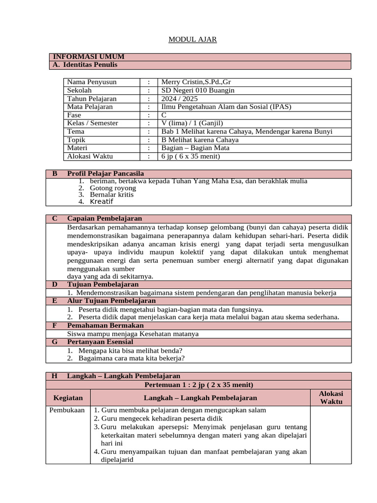 Modul BAB 1 TOPIK B Melihat Karena Cahaya | PDF