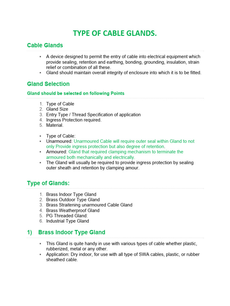 Type of Cable Gland | PDF