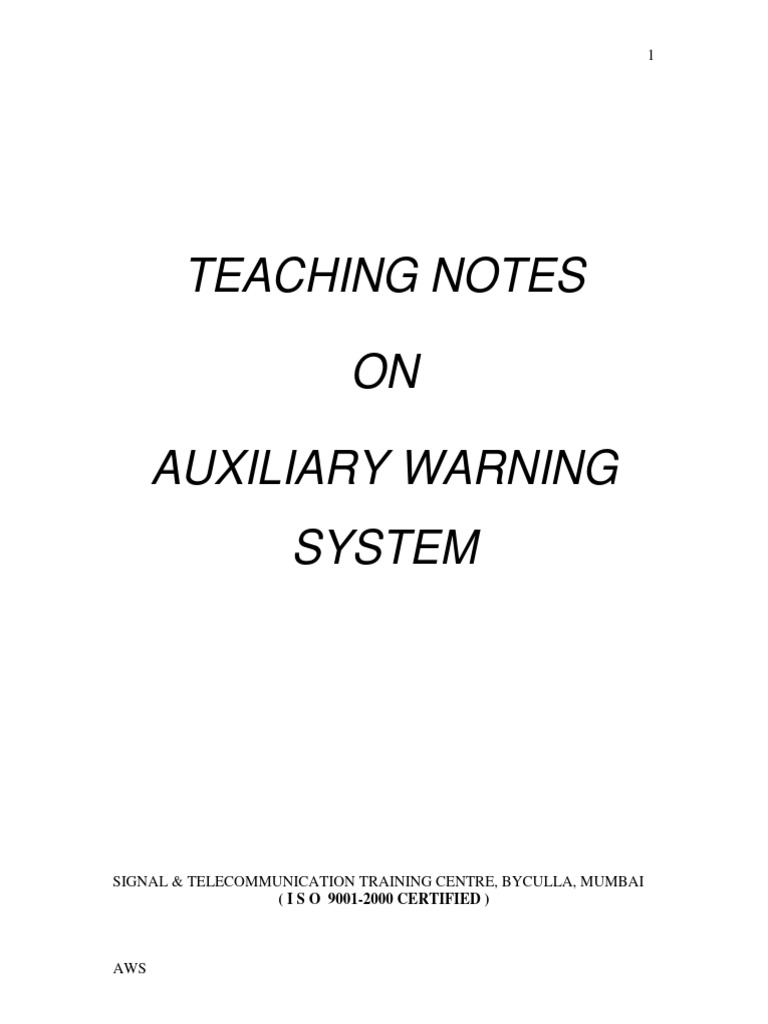 Detailed View of Auxiliary Warning System (AWS) | PDF | Electronic ...