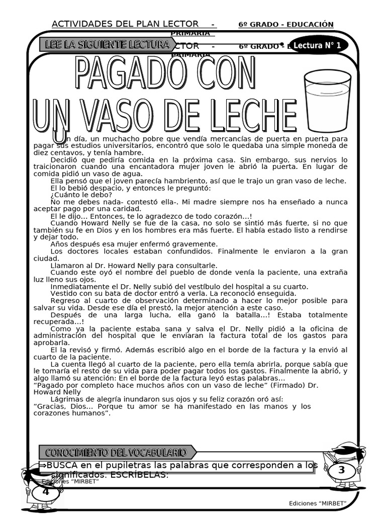 6º Plan Lector 6to Grado | PDF