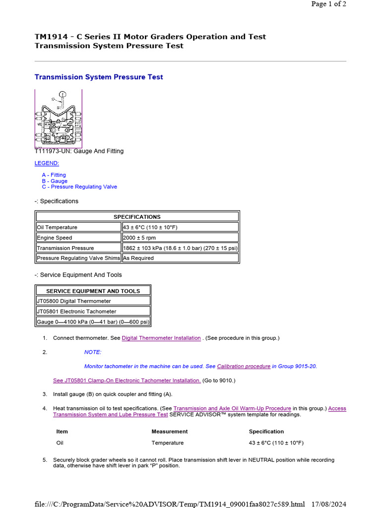 Transmission System Pressure Test | PDF | Thermometer | Pressure