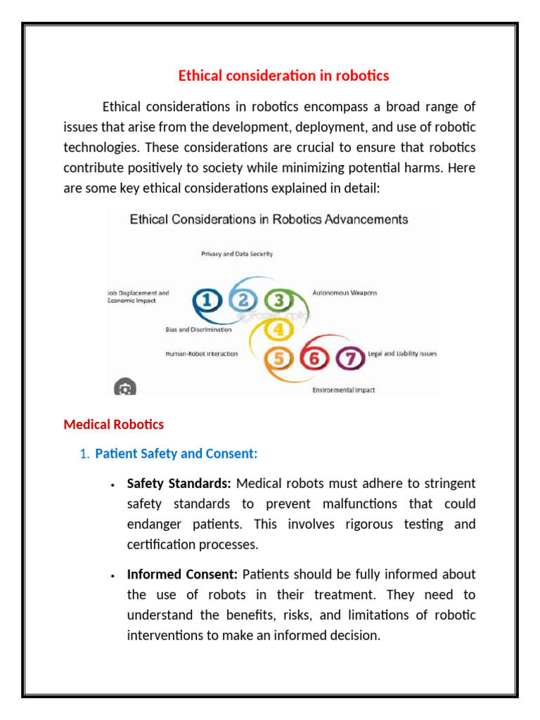 Ethical Consideration in Robotics | PDF