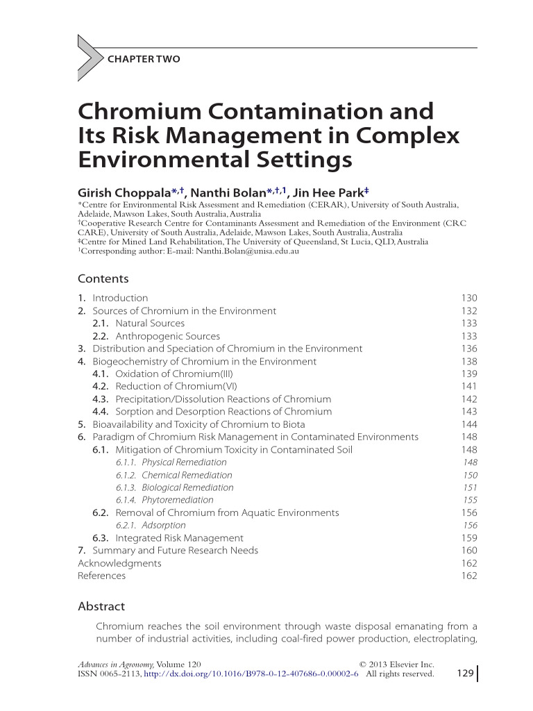 Chromium Contamination and Its Risk Management in Complex Environmental ...