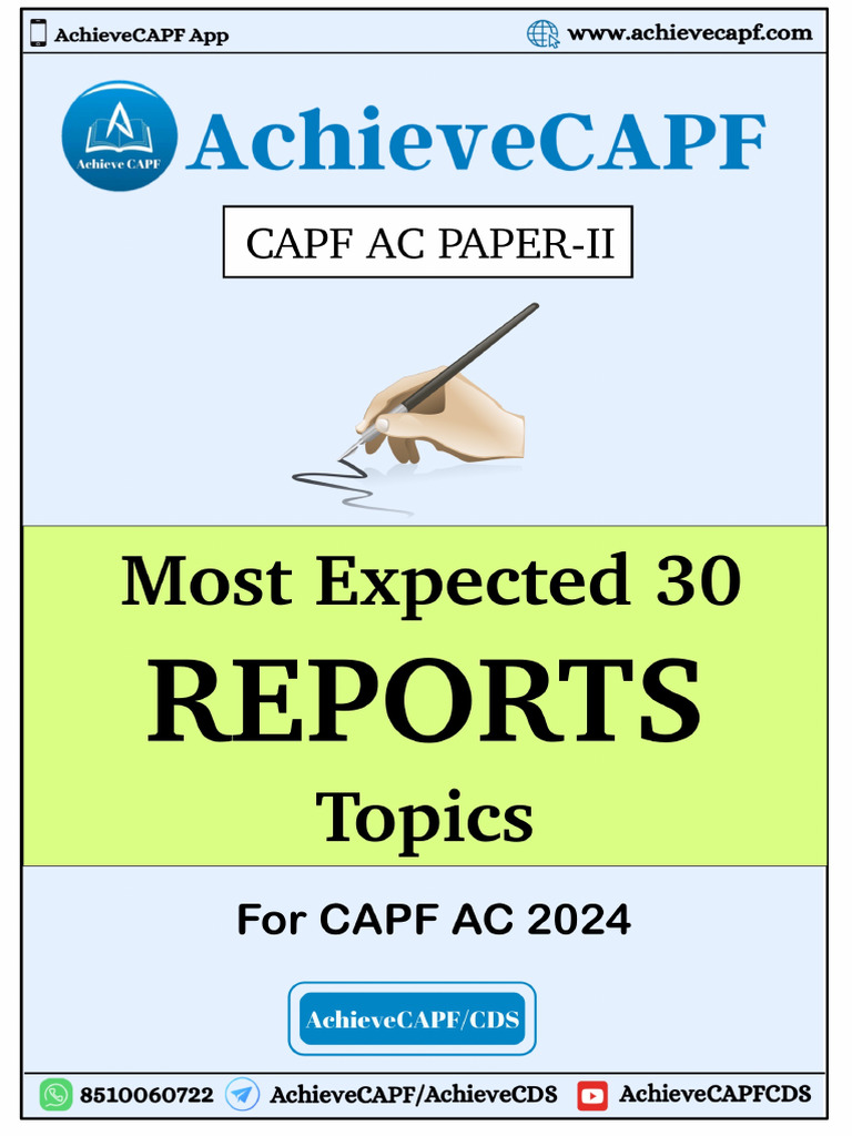Most Expected 30 Reports Topics List @AchieveCAPF | PDF