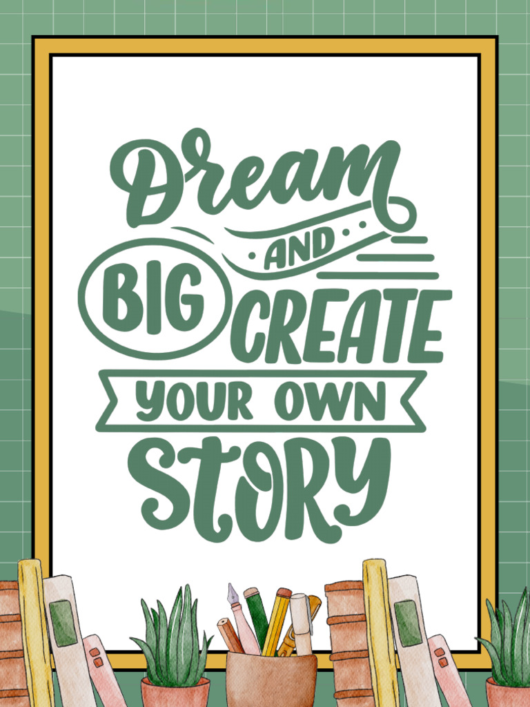 Green and Yellow Illustrative Motivational Quotes Classroom Educational ...