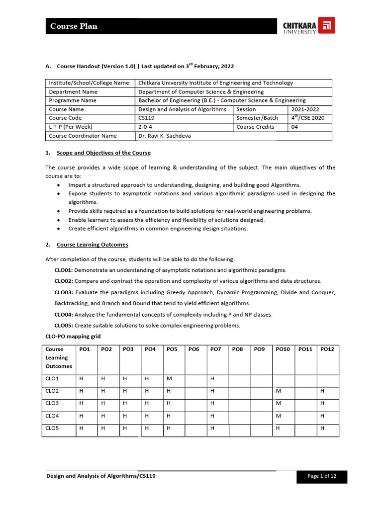 Design and Analysis of Algorithms Cho | PDF