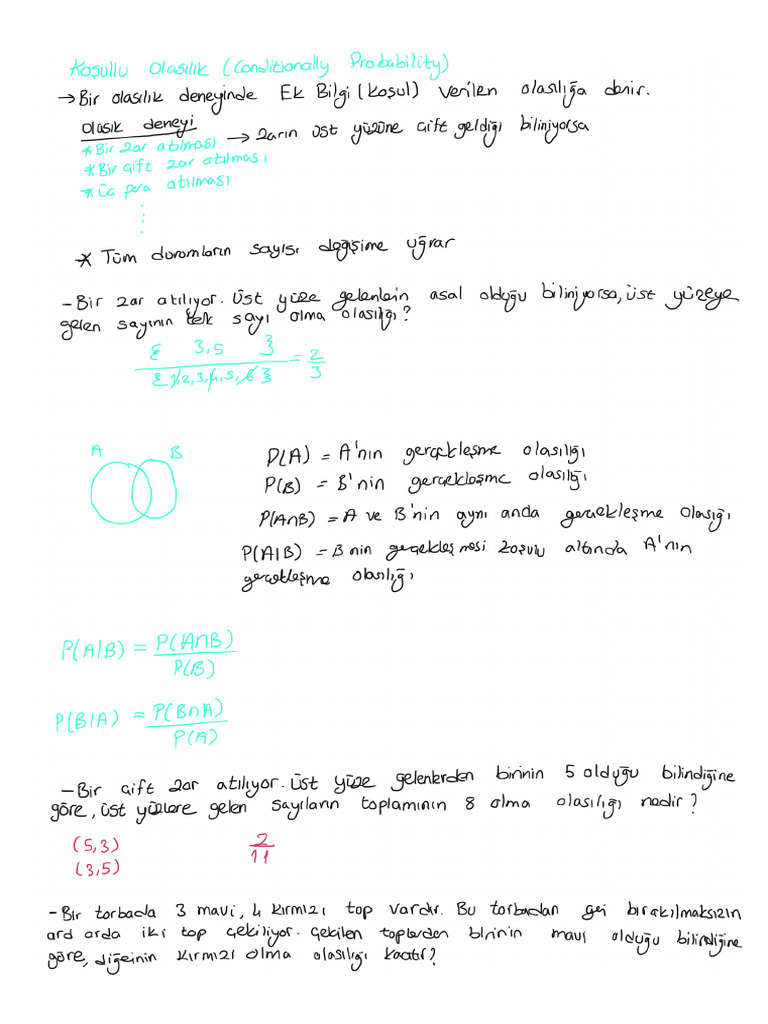 Kosullu Olasilk (Conditionally Probability) | PDF