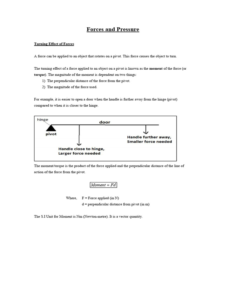 Forces and Pressure | PDF