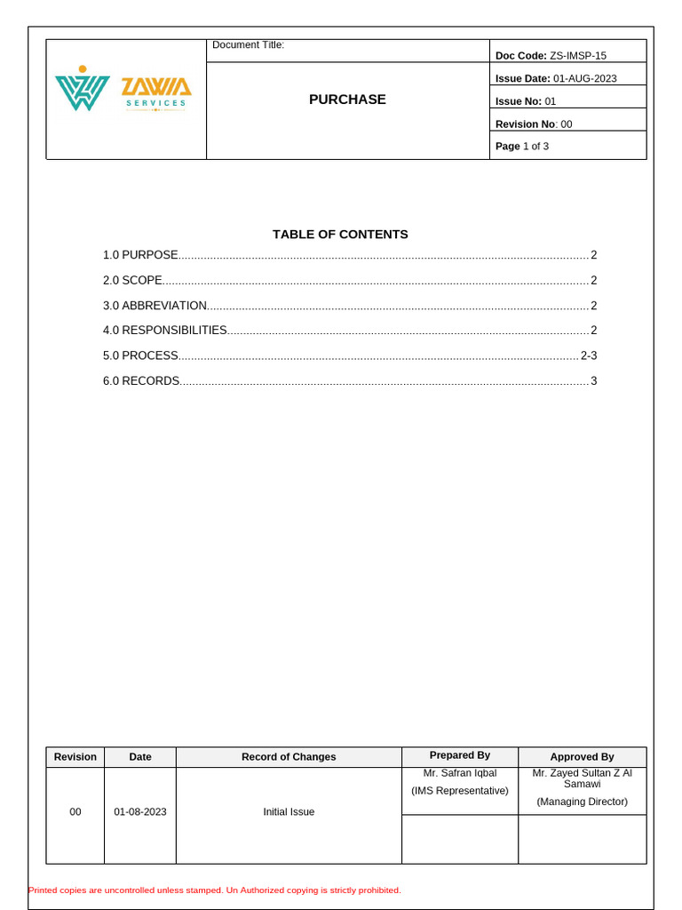 Procedure 15 - Purchase | PDF