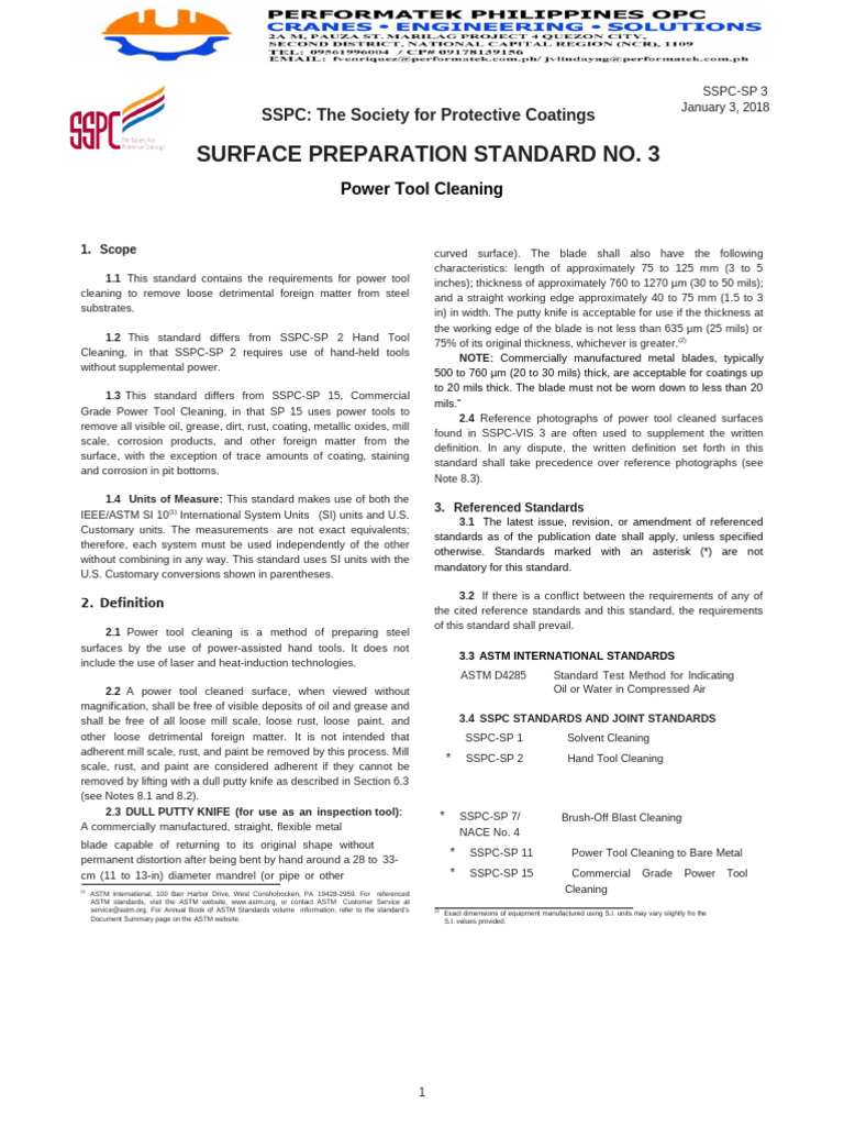 SSPC SP 3 Power Tool Clean | PDF
