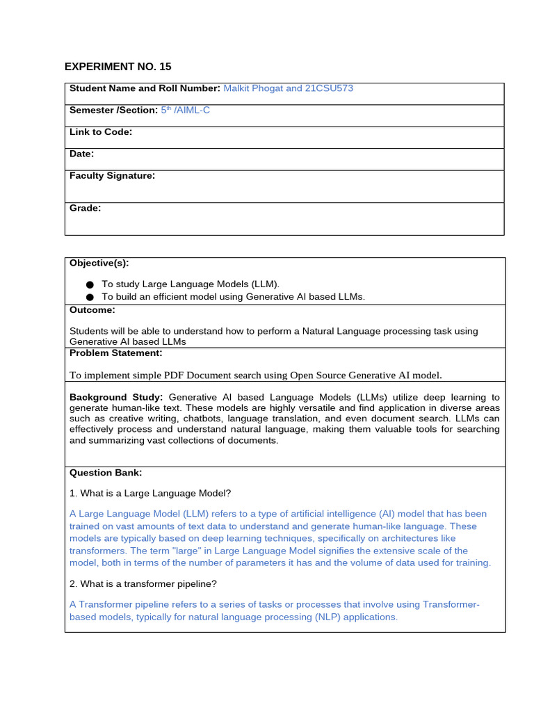 Experiment No 15 | PDF