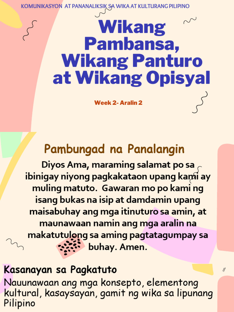 Aralin 2 Wikang Pambansawikang Opisyal PDF | PDF