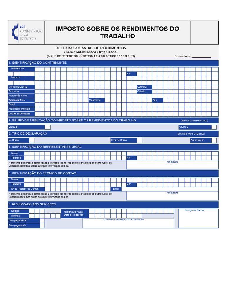 Modelos Formularios Nao Editaveis IRT Grupo B e C Sem Contabilidade | PDF