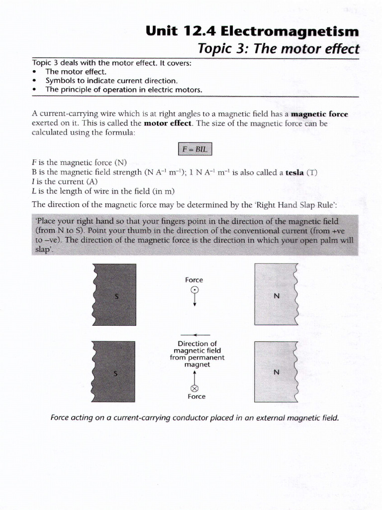 Topic 12.4.3 The Motor Effect | PDF