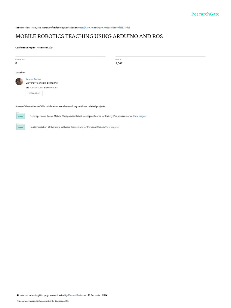 Mobile Robotics Teaching Using Arduino and Ros: November 2014 | PDF