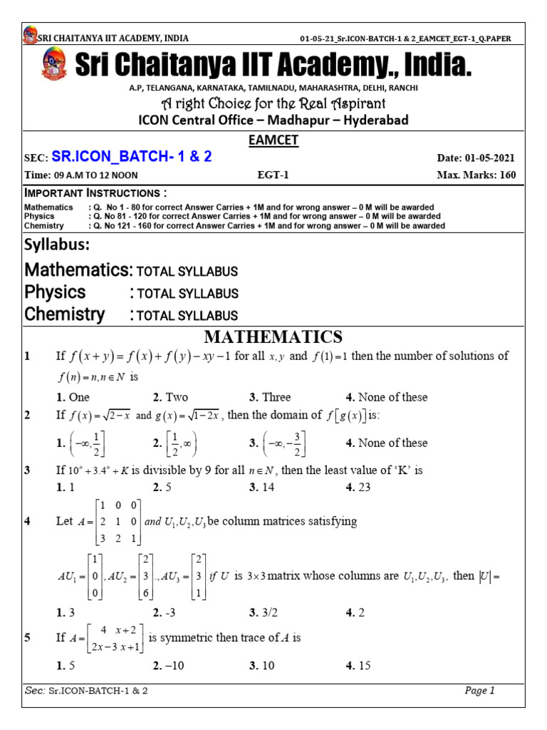 01.EGT-01 - Question Paper - BT1&2 | PDF