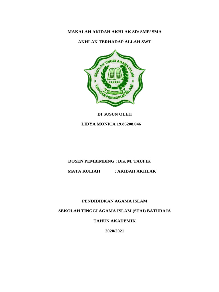 LIDYA MONICA AKIDAH AKHLAK SM. 3 | PDF