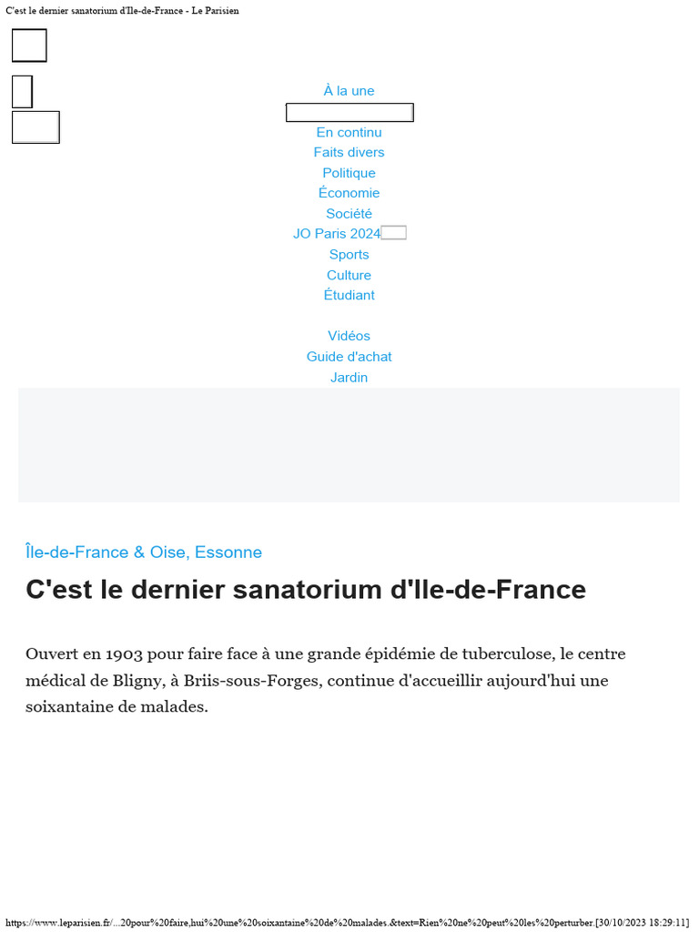 Cest Le Dernier Sanatorium dIle-de-France - Le Parisien | PDF