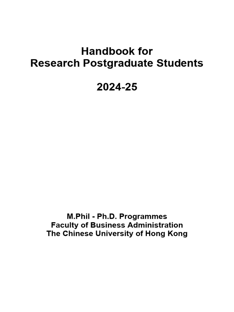Postgraduate Student Handbook - 2024-25 | PDF
