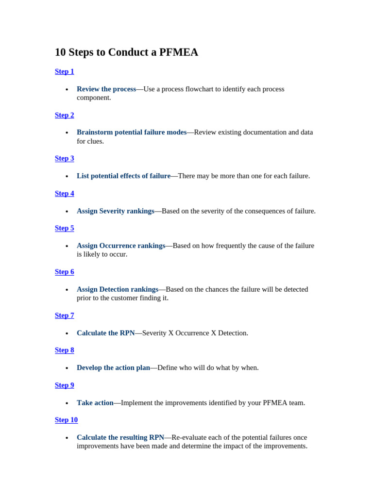 10 Steps To Conduct A PFMEA | PDF