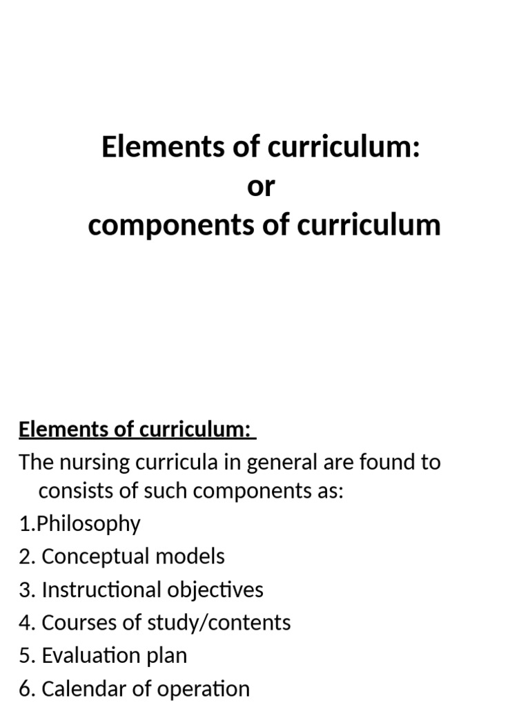 Elements of Curriculum | PDF
