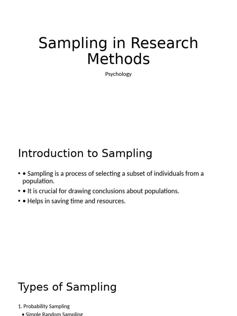 Sampling in Research Methods Psychology | PDF