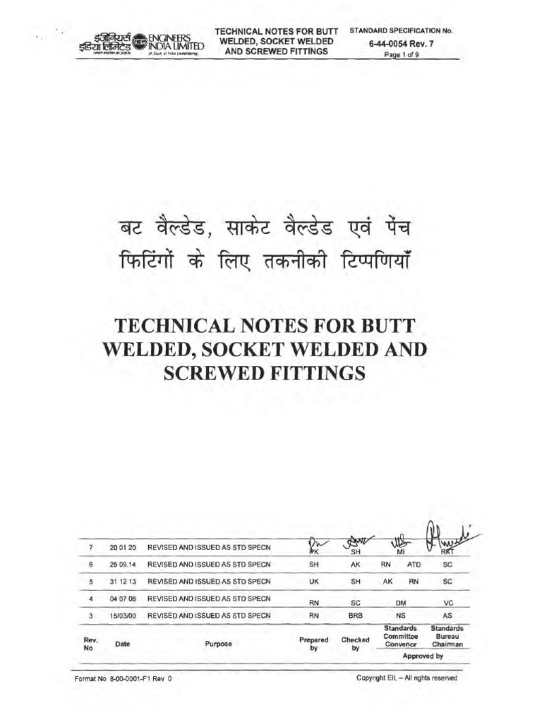 1 Technical Notes For Butt Weld Scoket Weld Fittings Screwed Fittings | PDF