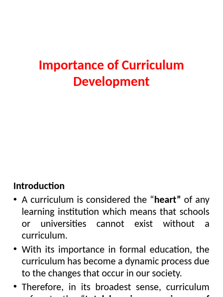Importance of Curriculum Development | PDF