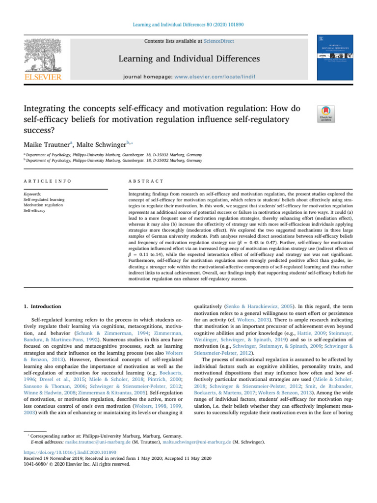 The Concepts Self-Efficacy and Motivation Regulation How Do Self ... The Concepts Self-Efficacy and Motivation Regulation How Do Self ...