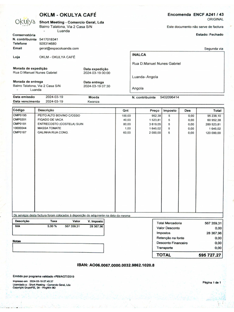 Faturas LDA 19-03 | PDF