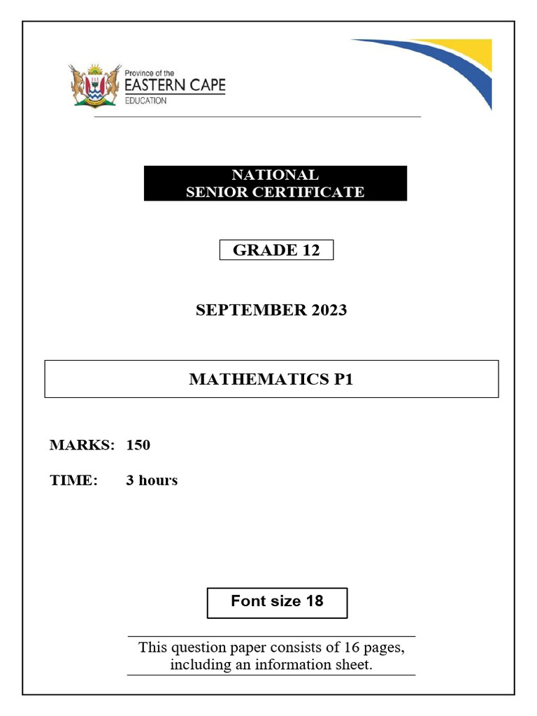 Mathematics P1 September 2023 Trial | PDF | Numbers | Quadratic Equation