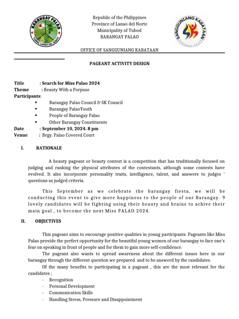 Pageant Activity Design | PDF