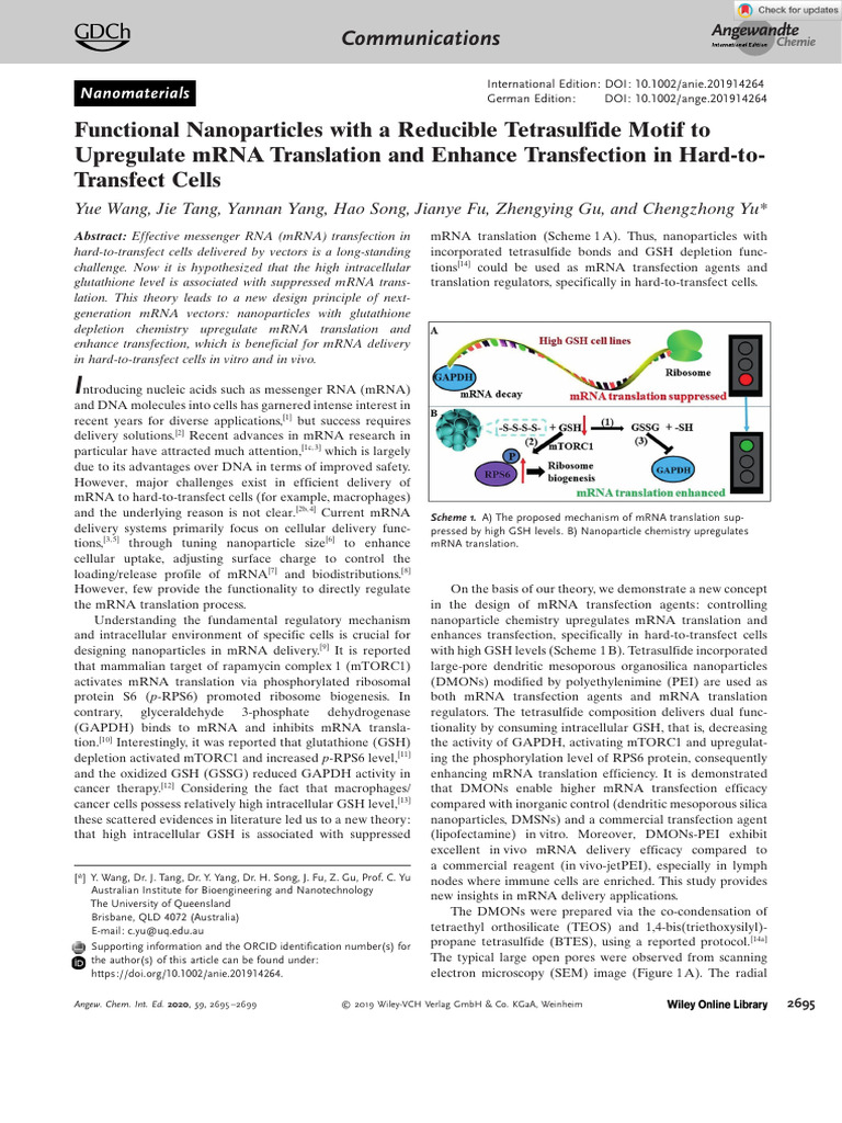 Angew Chem Int Ed - 2019 - Wang - Functional Nanoparticles With A ...