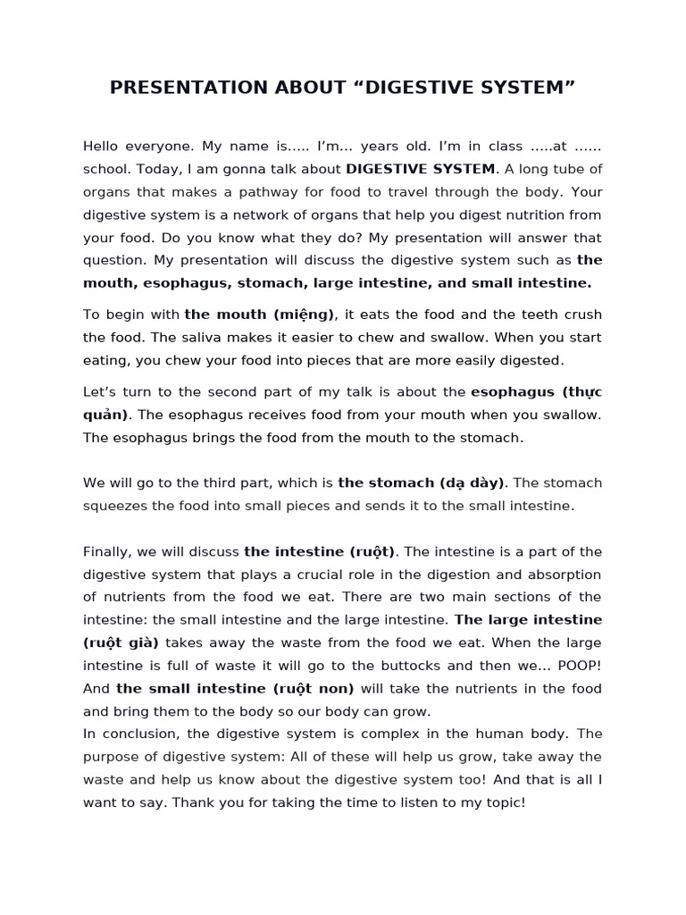 DIGESTIVE SYSTEM Presentation | PDF