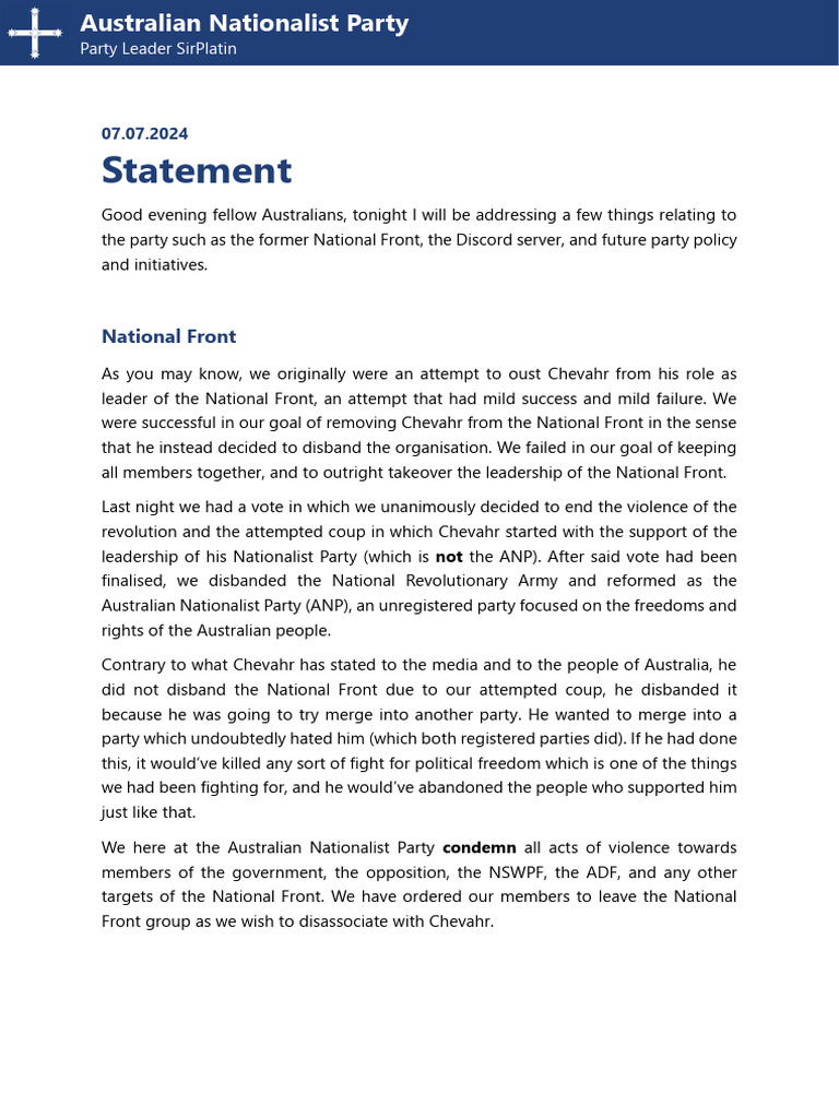 Party Statement | PDF