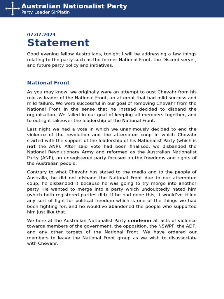 Party Statement | PDF