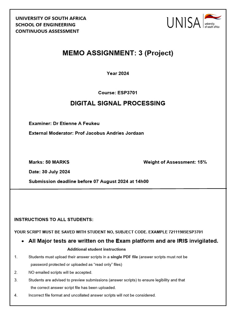 ESP3701_Project_Ass3 with Memo_Y2024b | PDF