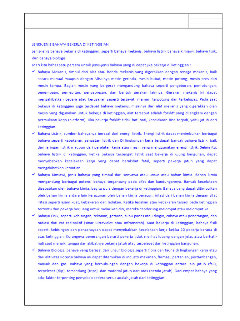 Bahaya Bekerja Di Ketinggian | PDF