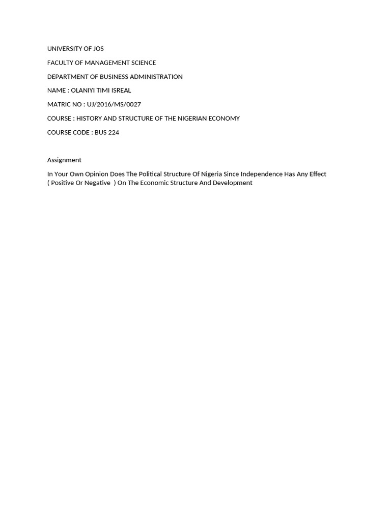 History and Structure of The Nigerian Economy | PDF