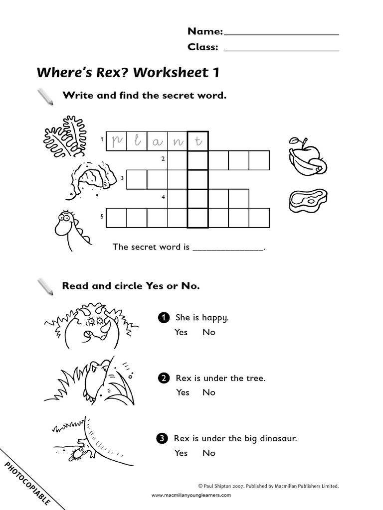 Wheres Rex Worksheet | PDF