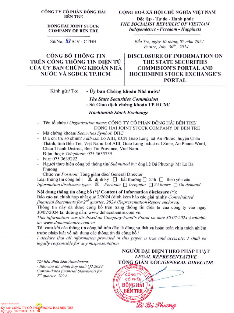 DHC BCTC Hop Nhat Quy 2 2024 | PDF