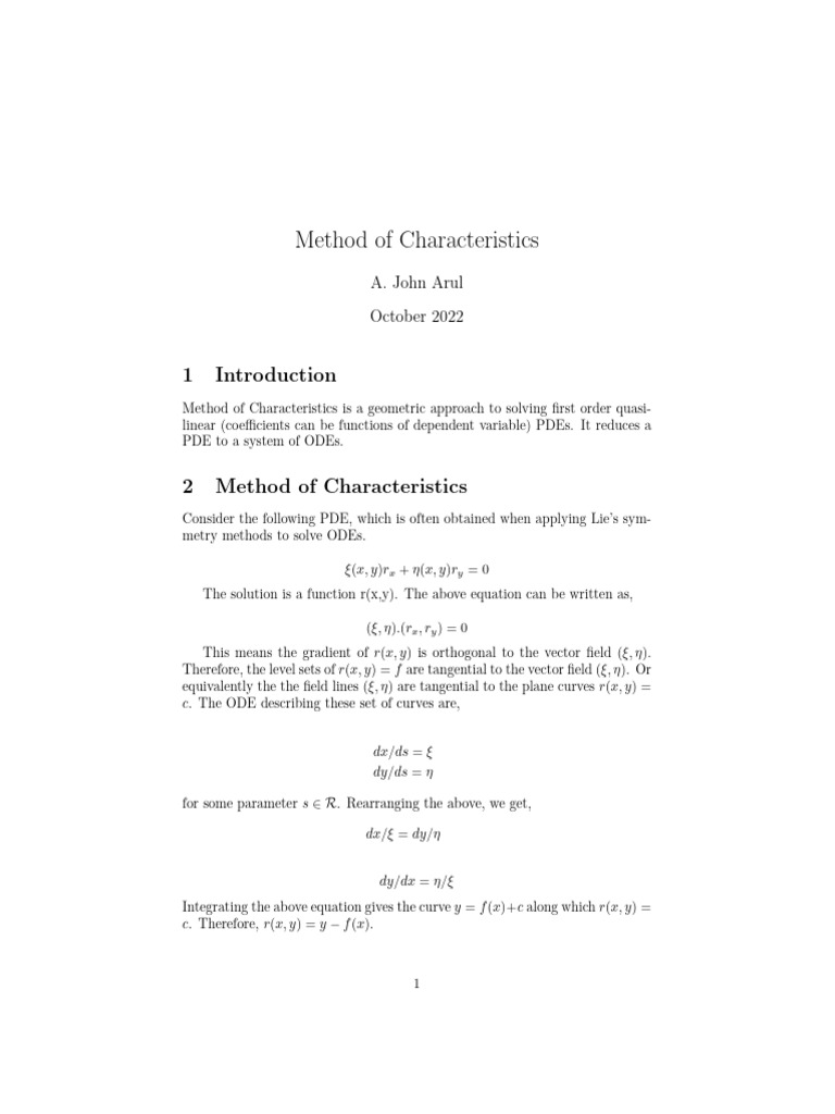 Method of Characteristics for PDEs | PDF | Partial Differential ...